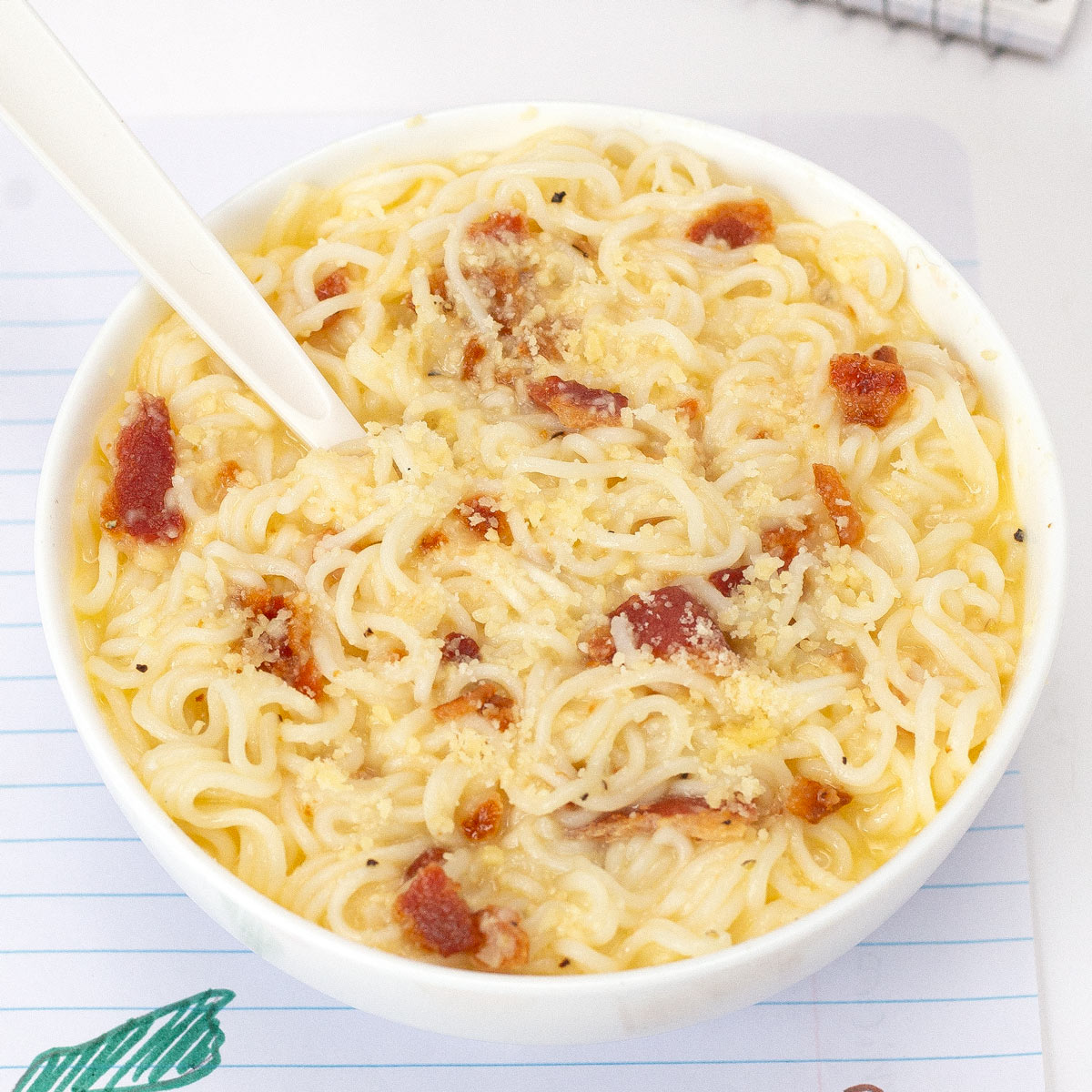 Microwave Bacon Ramen Carbonara (Easy Dorm Food!) - Dorm Room Cook